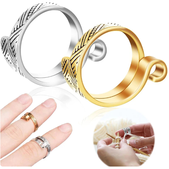 Knitting Loop Adjustable Open Ring Webbing Jewelry Crochet Wool ...