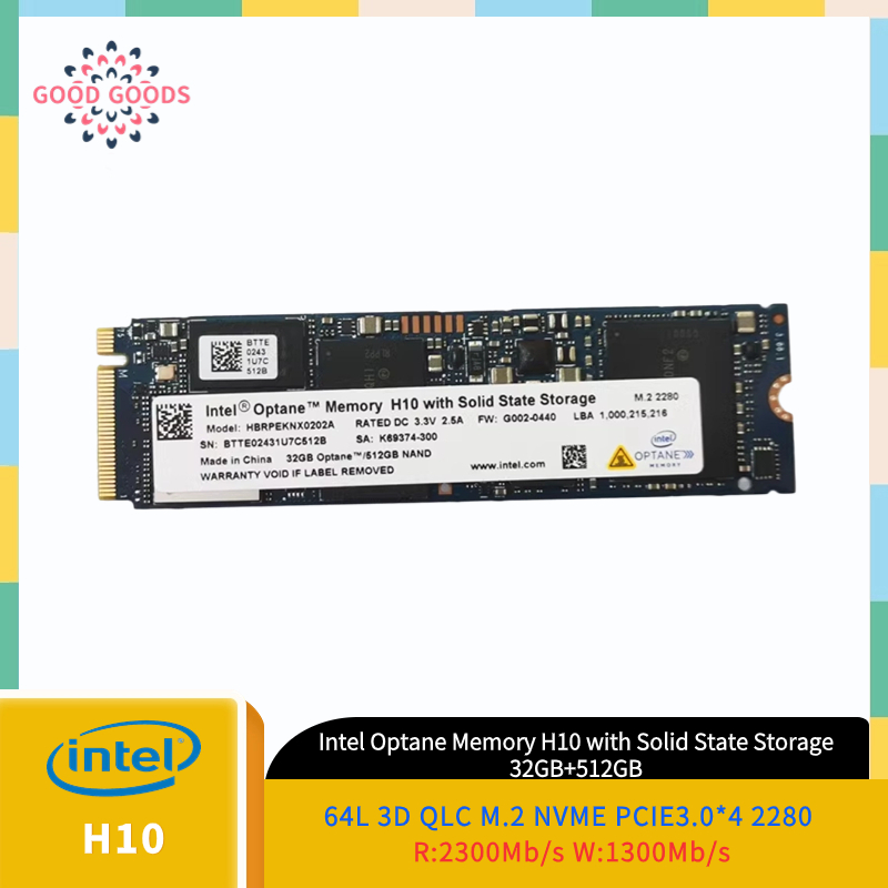 Intel Optane Memory H10 with Solid State Storage 64L 3D QLC 32GB/512GB ...