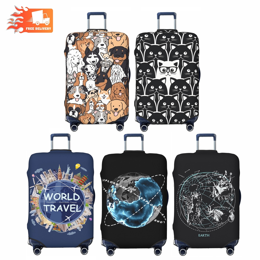 Cats and dogs Planet Airplane Travel Luggage Cover 18-32 Inch Luggage ...