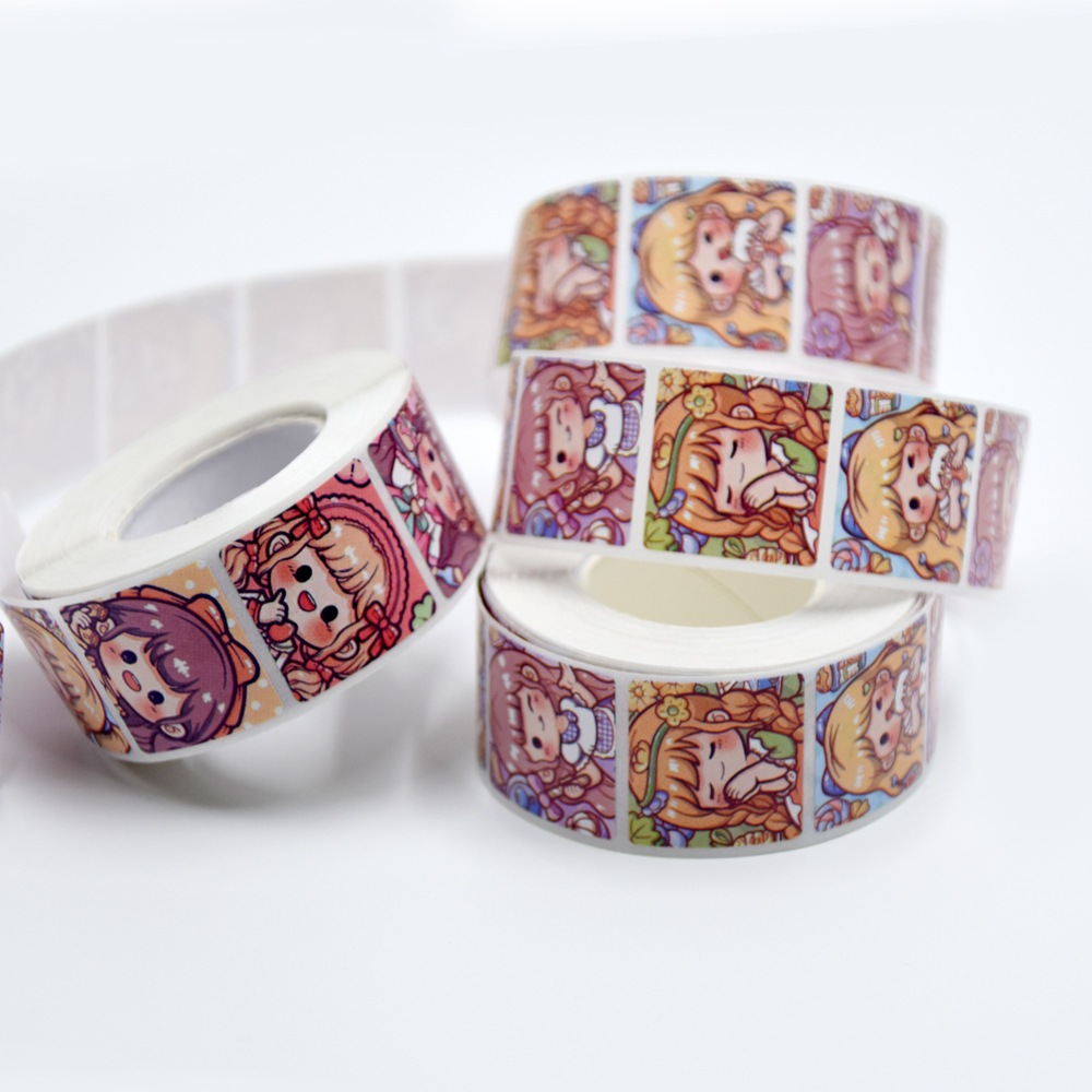 20mm 500PCS/Roll Comic Girl Roll Sticker Child Sticker Cartoon Anime ...