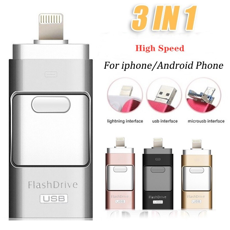 3-in-1 USB 3.0 Usb Flash Drive for IPhone / IPad / Android / PC I ...