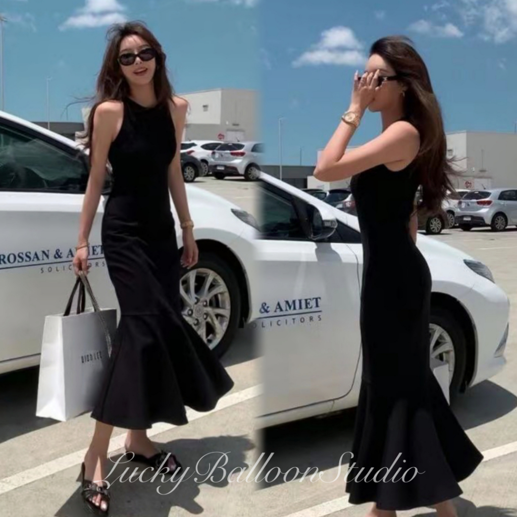 Lady Black Dress Sleeveless Waist Slimming Temperament Hepburn Style ...