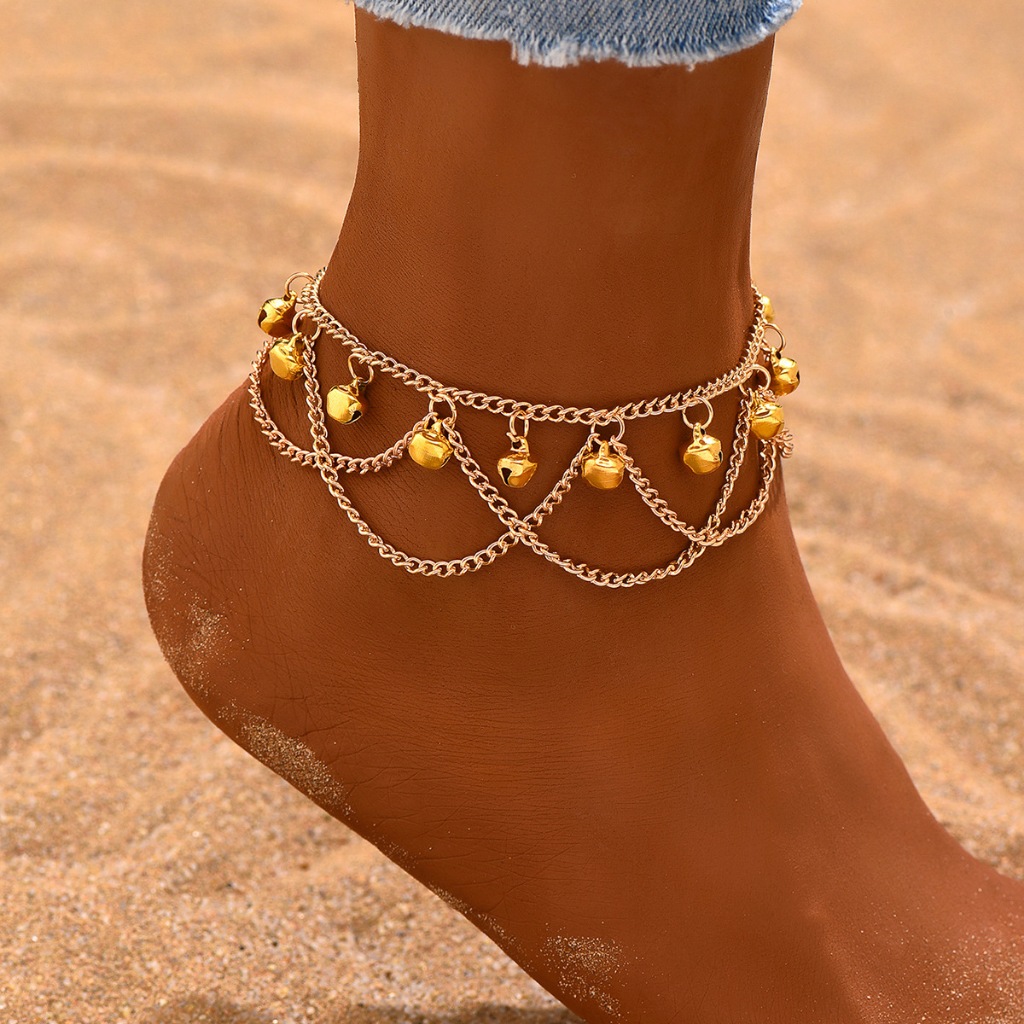 Women's Anklet Fashion Simple Adjustable Wave Bell Anklet, Women's ...