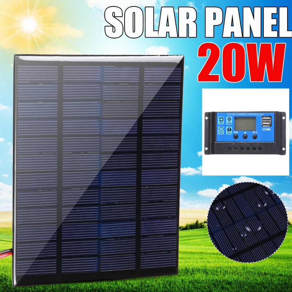 20W Mini Solar Panel 12V 433MA + 10A/20A/30A/50A/60A/100A solar ...