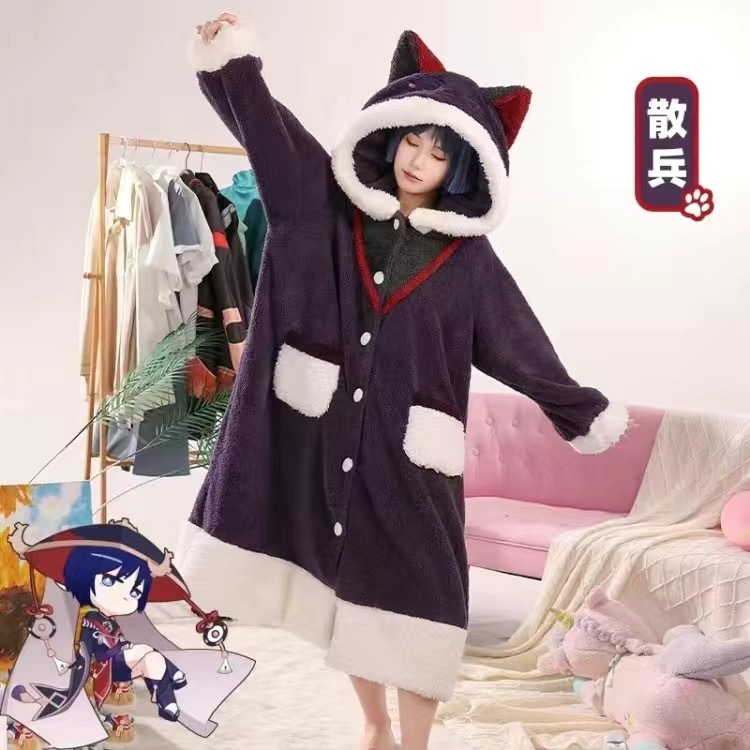 Genshin Impact cosplay pajamas Wanderer derivative winter pajamas plush ...