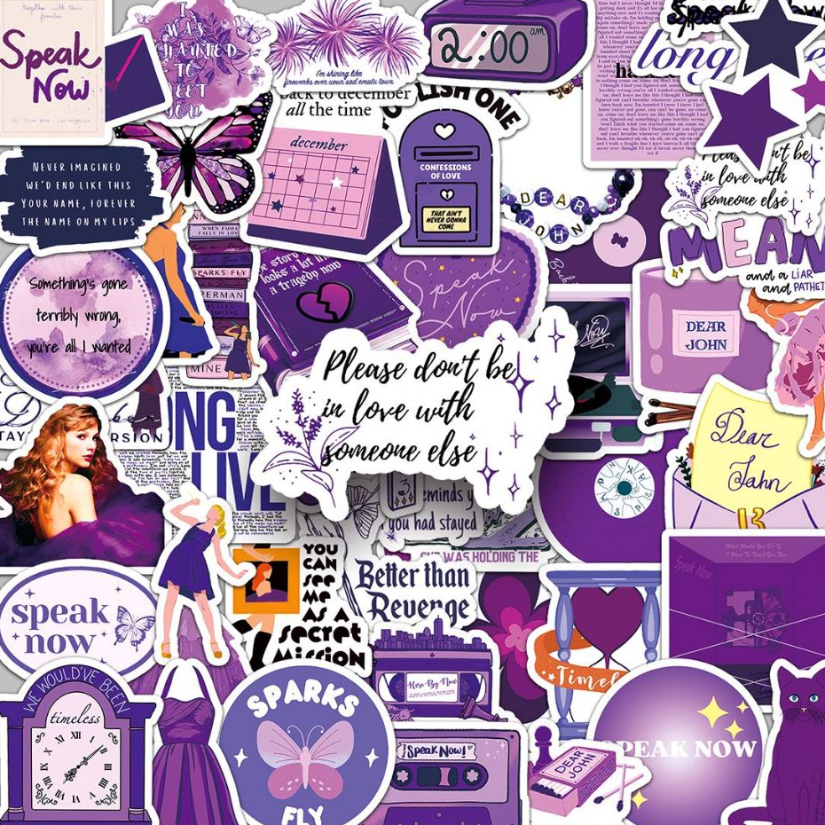 50/10Pcs Cute Taylor Swift Speak Now Purple Stickers For DIY Phones Notebook Bike Car Helmet ...