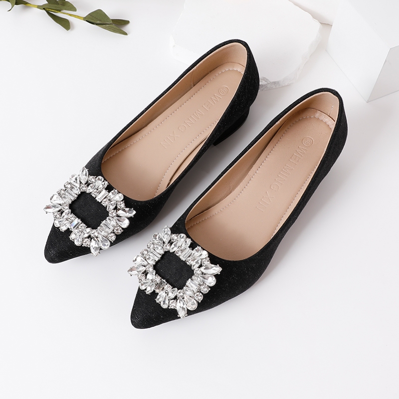 White High-Heeled Shoes With Snowflake Buckle And Pointed Toe Women's ...