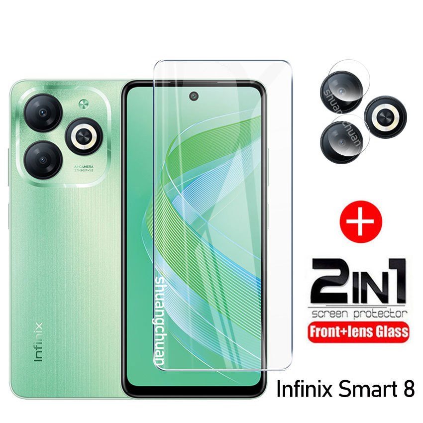 For Infinix Smart 8 tempered Glass 2in1 smart 7 Screen Protectors ...