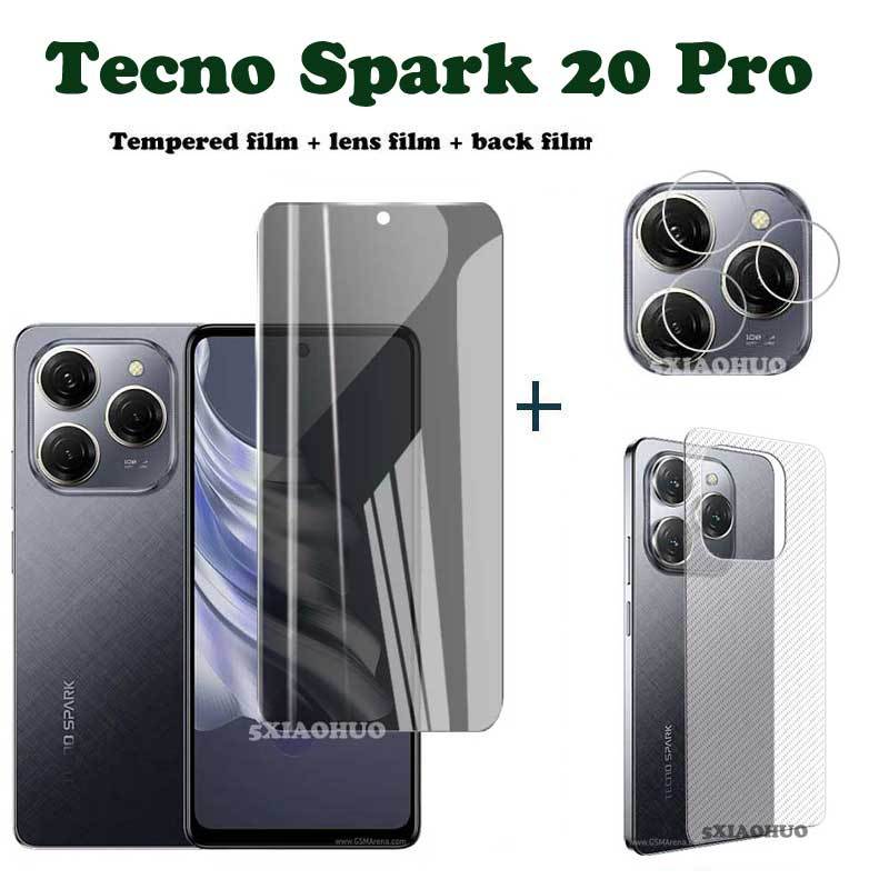 3in1 For Tecno Spark 20 Pro Anti-Spy Privacy Tempered Glass Tecno Spark ...