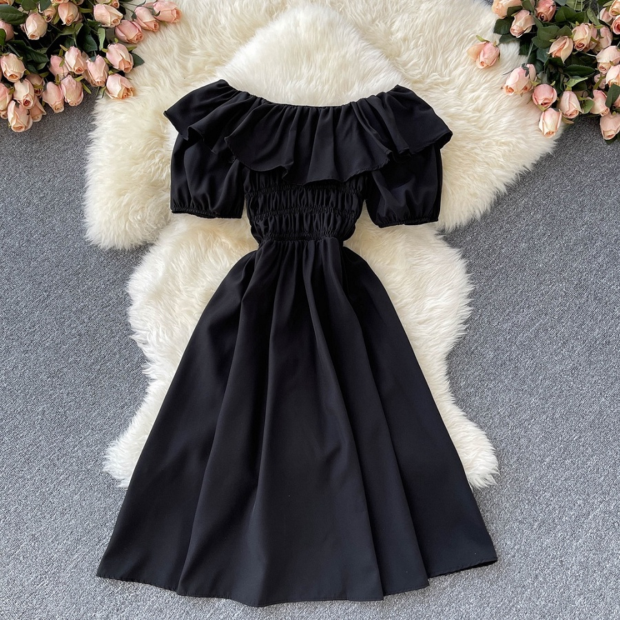 Korean Mini Dress For Women High Waist Puff Sleeves Off the Shoulder ...