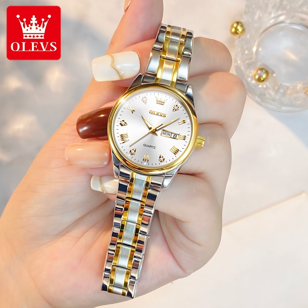 OLEVS Watch For Woman Waterproof Original Quartz Stainless Steel Relo ...