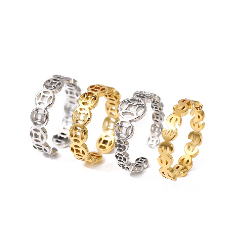 Lucky Charm Coin Ring Fengshui Money Catcher Coin Gold Plated Attract ...