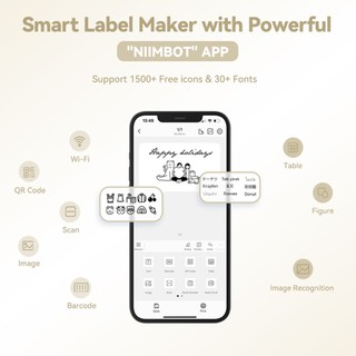 Niimbot B1 Label Printer Portable Bluetooth Smart Label Inkless Label ...