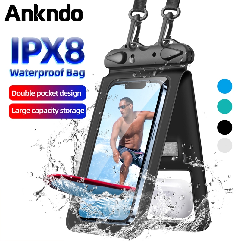 Double Bag Waterproof Phone Pouch Bag Dry Bag Double Hook Swimming Bag ...