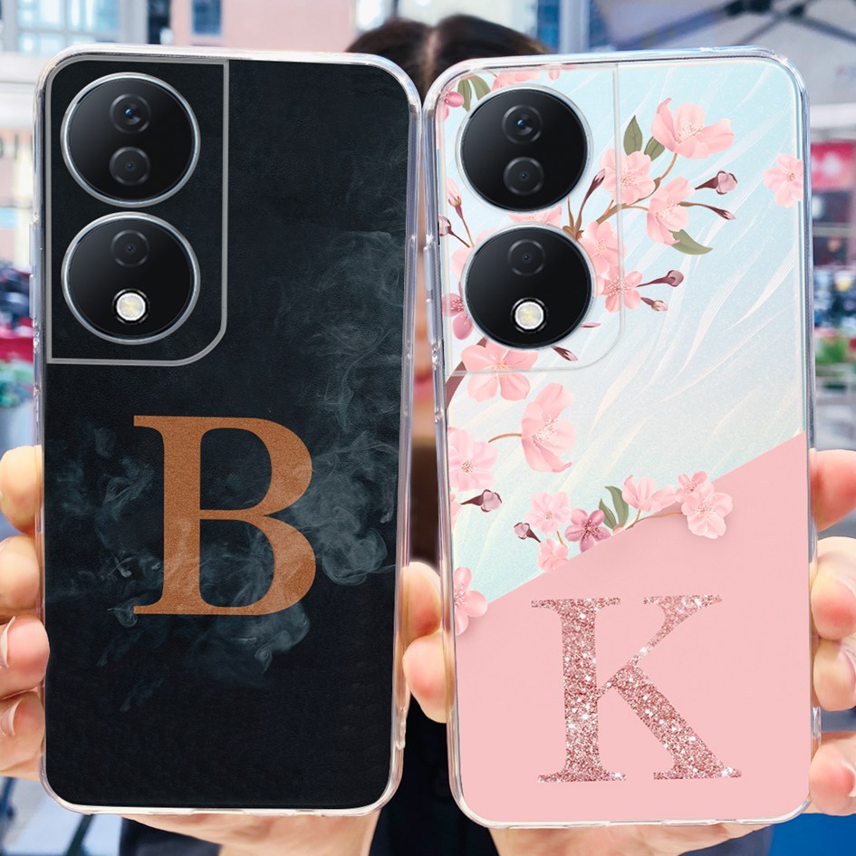 For Honor X7b Case 2023 Fashion Flower Letters Transparent Soft ...