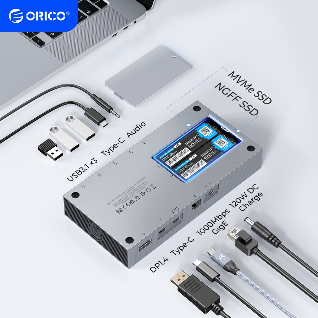 ORICO Thunderbolt 3 Dock USB C Docking Station 15 in 1 Docking Station ...