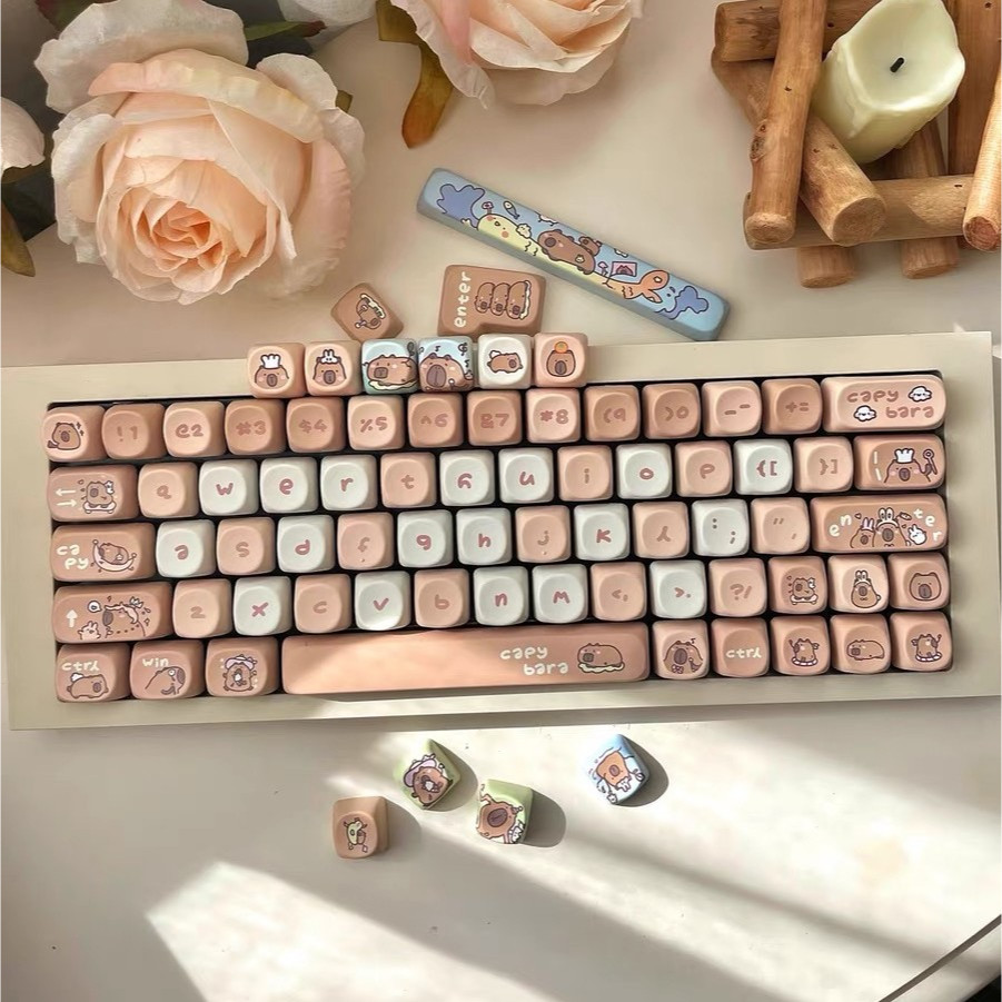 Capibala Keycaps 140+ Keys SOA Height PBT Material Keycap Five Sided ...