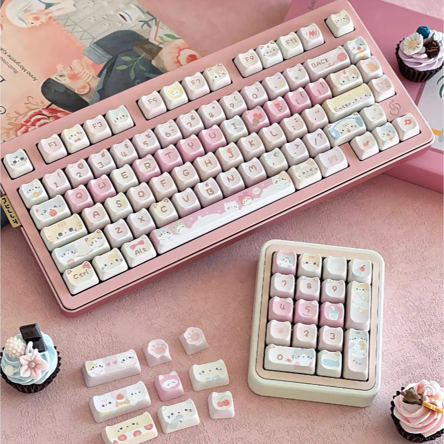 Meow Meow Team Keycaps 141 Keys MAO Height PBT Material Keycap Five ...