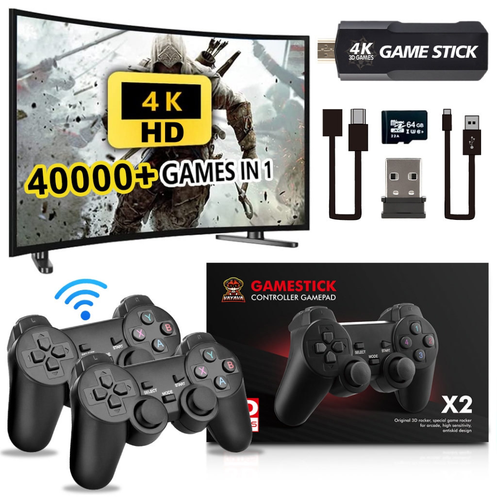 4K Gamestick HD Video Game Console 2.4G Wireless Controller 40000 ...