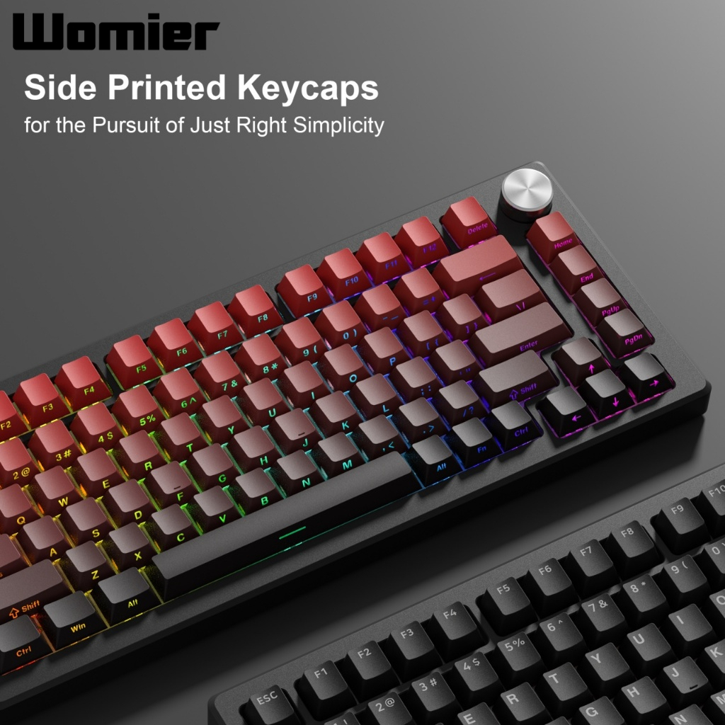 WOMIER 136 Keys Double Shot PBT Keycaps Cherry Profile Side-printed ...