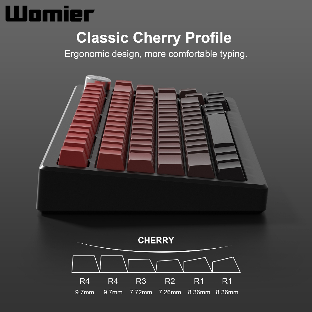 WOMIER 136 Keys Double Shot PBT Keycaps Cherry Profile Side-printed ...