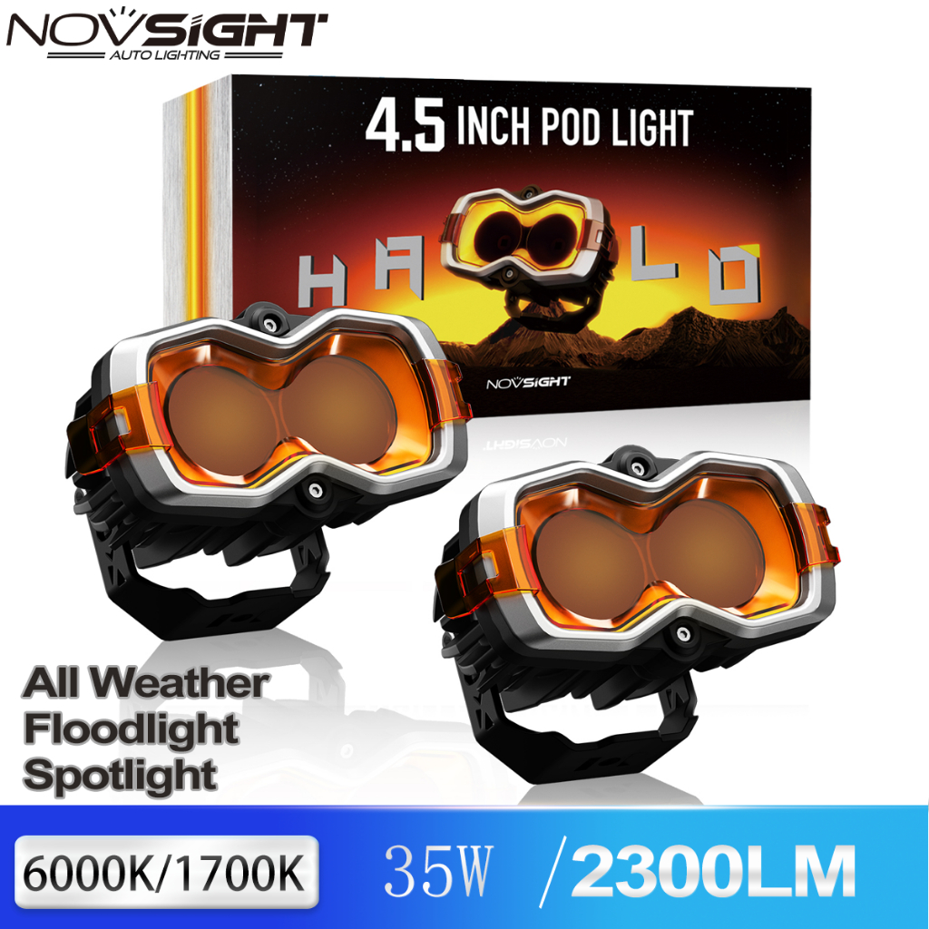 Novsight All Weather HALO Series 4.5 Inch LED Pods with DRL Lights Off ...