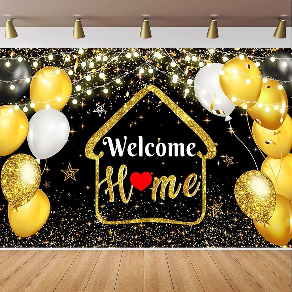 Welcome Back Backdrop Welcome Home Party Photography Background Black ...