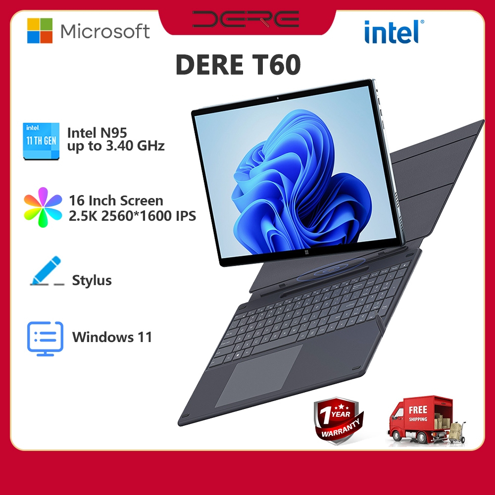 DERE Laptop T60 16 Inch Touchscreen Laptop 12GB DDR5+1TB SSD 2.5K IPS ...
