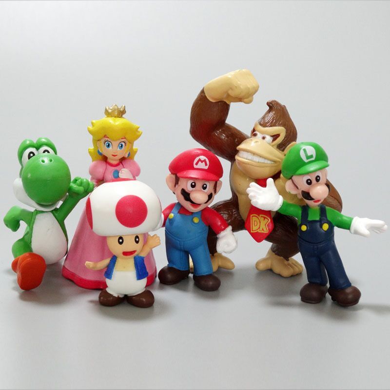 6Pcs/Set 4-7cm Game Super Mario Bros.Donkey Kong Luigi Yoshi Peach ...