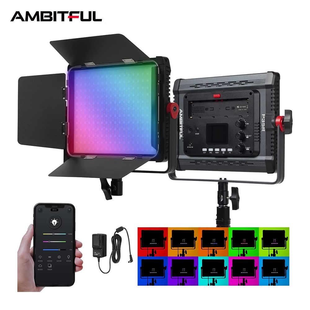 AMBITFUL 30W P35R RGB Full Color Fill Light 2800-6800K LED Video Light ...