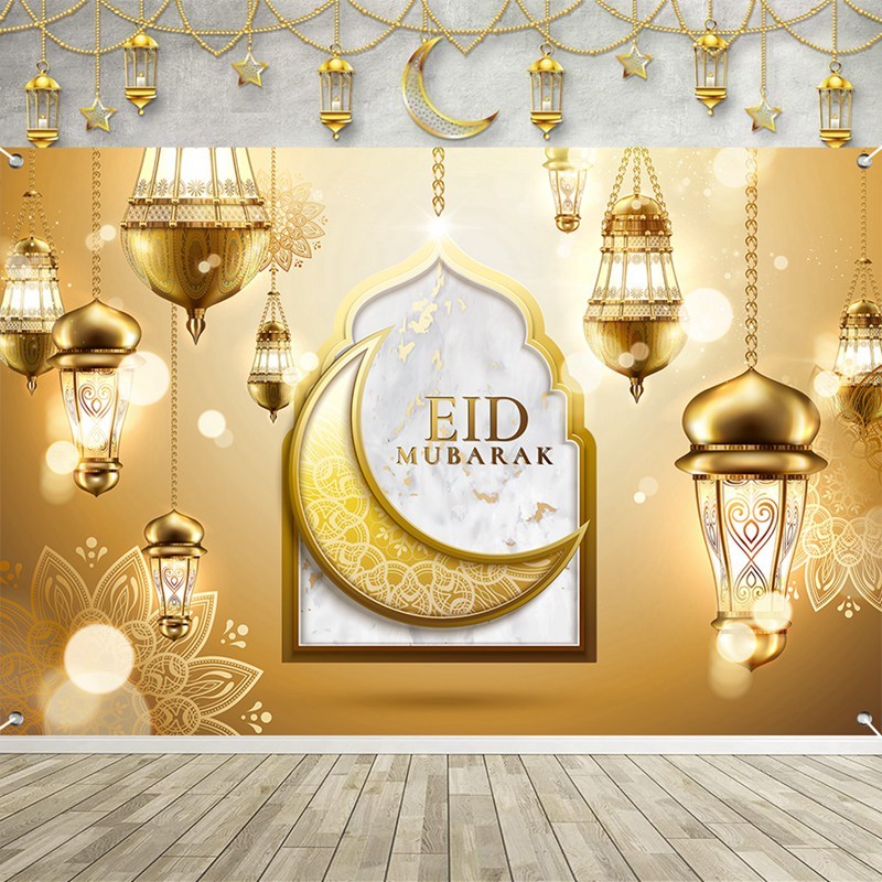 150*100cm EID Mubarak Backdrop Hari Raya Vinyl Background Cloth Ramadan ...