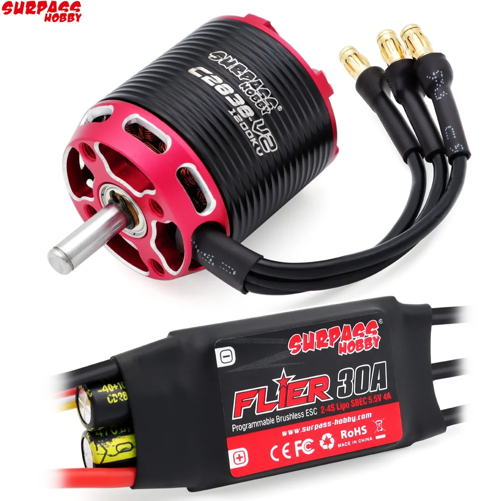 C2822 C2826 C2830 C2834 C2838 Brushless Outrunner Motor 2-5S with 20A ...