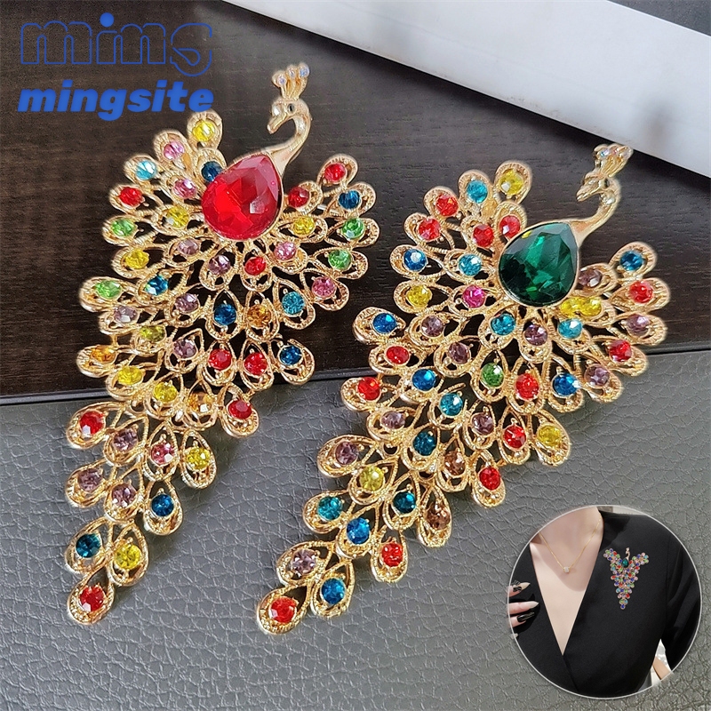 Women's Brooch Neck Pin Jewelry Peacock Brooch High-end Rhinestone ...