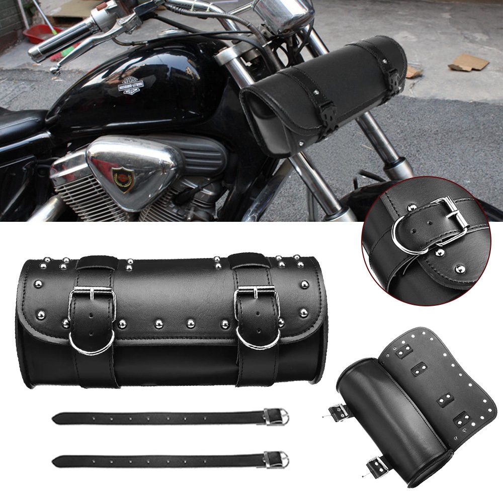 Universal Motorcycle Tool Bag PU Leather Front Fork Handlebar Saddle ...