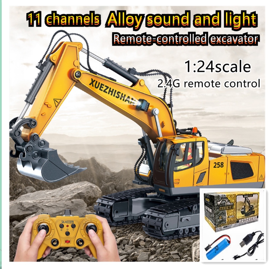 COD Alloy Remote Control Excavator 1:24 Rechargeable Rc Engineering Car ...