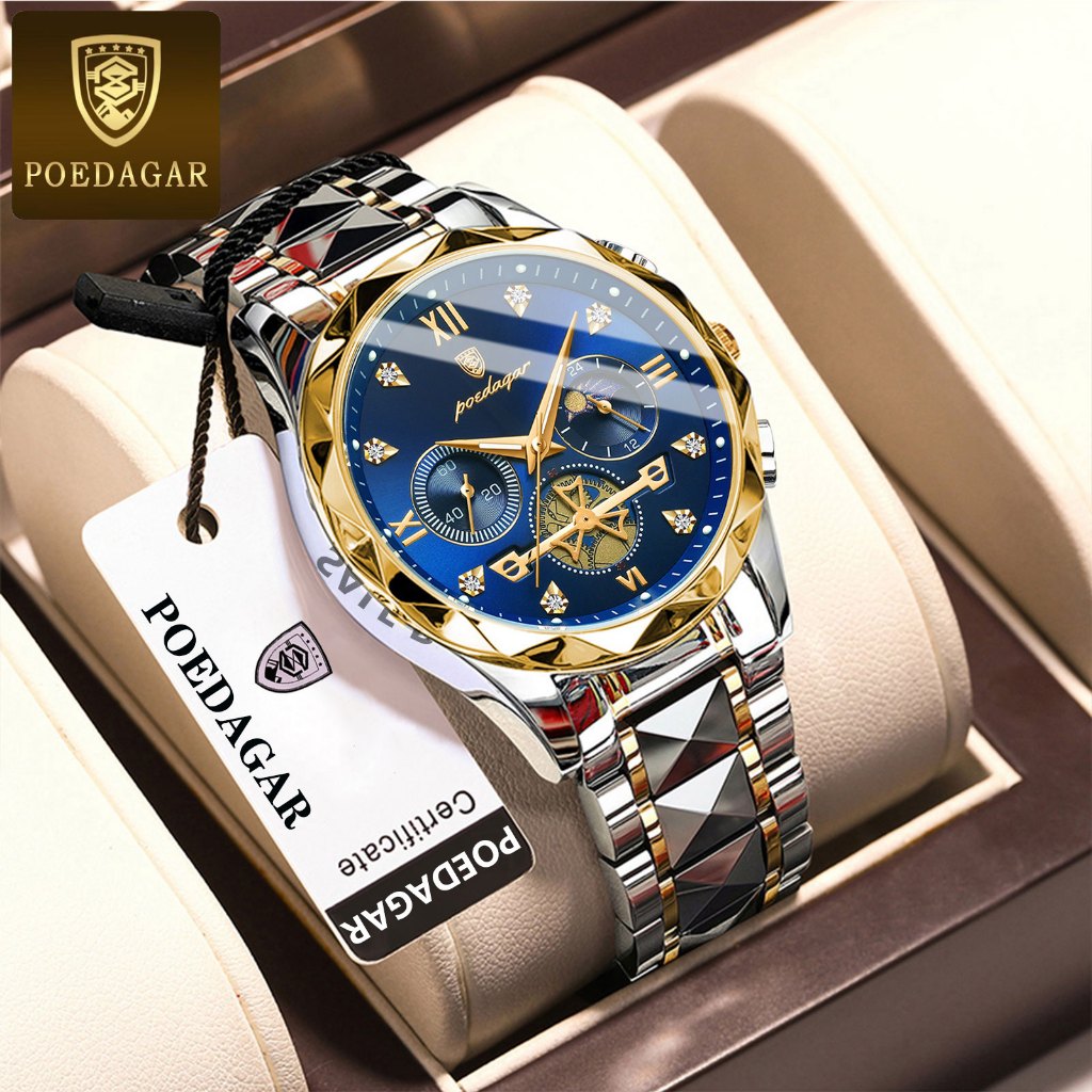 POEDAGAR Business Watch For Men Waterproof Original Relo Stainless ...