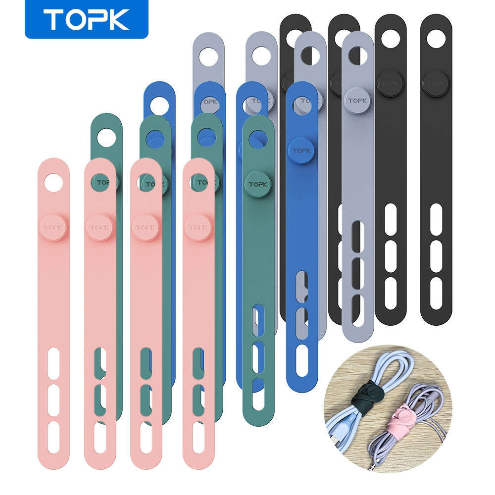 TOPK J20 Cable Organizer Silicone Wire Reusable Cable Ties Wire ...
