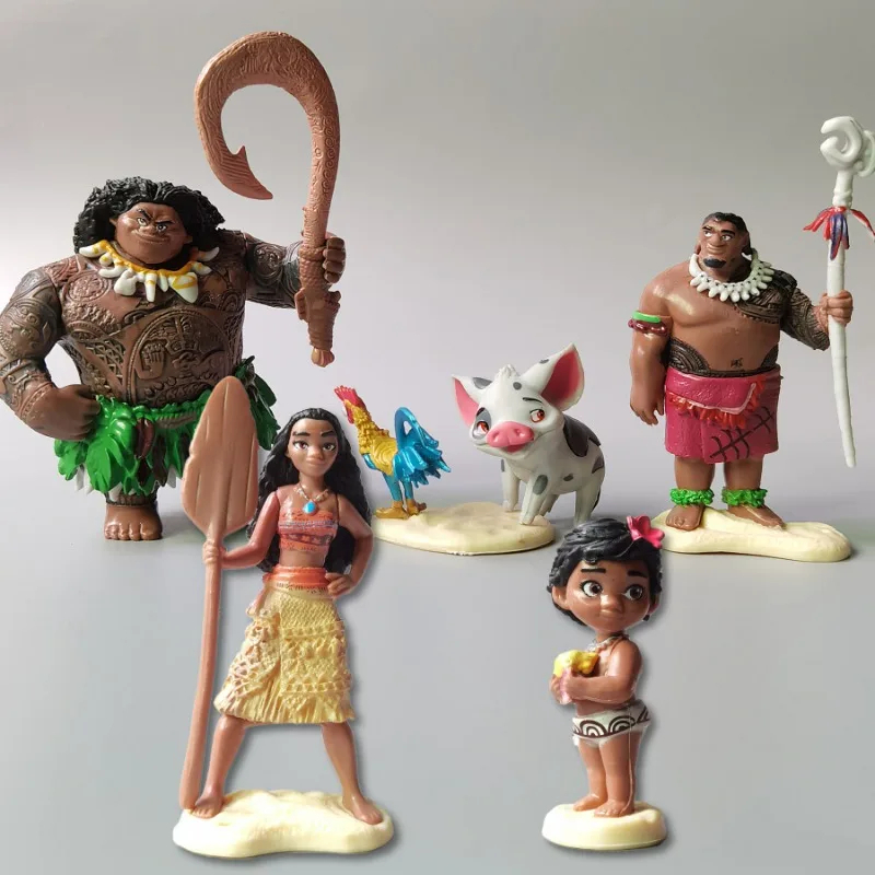 6pcs Moana Anime Figures Cartoon Cute Moana Princess Action Figures ...