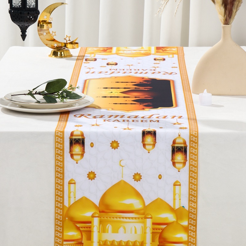 35*180cm Yellow Castle Eid Mubarak Table Runner Hari Raya Ramadan ...