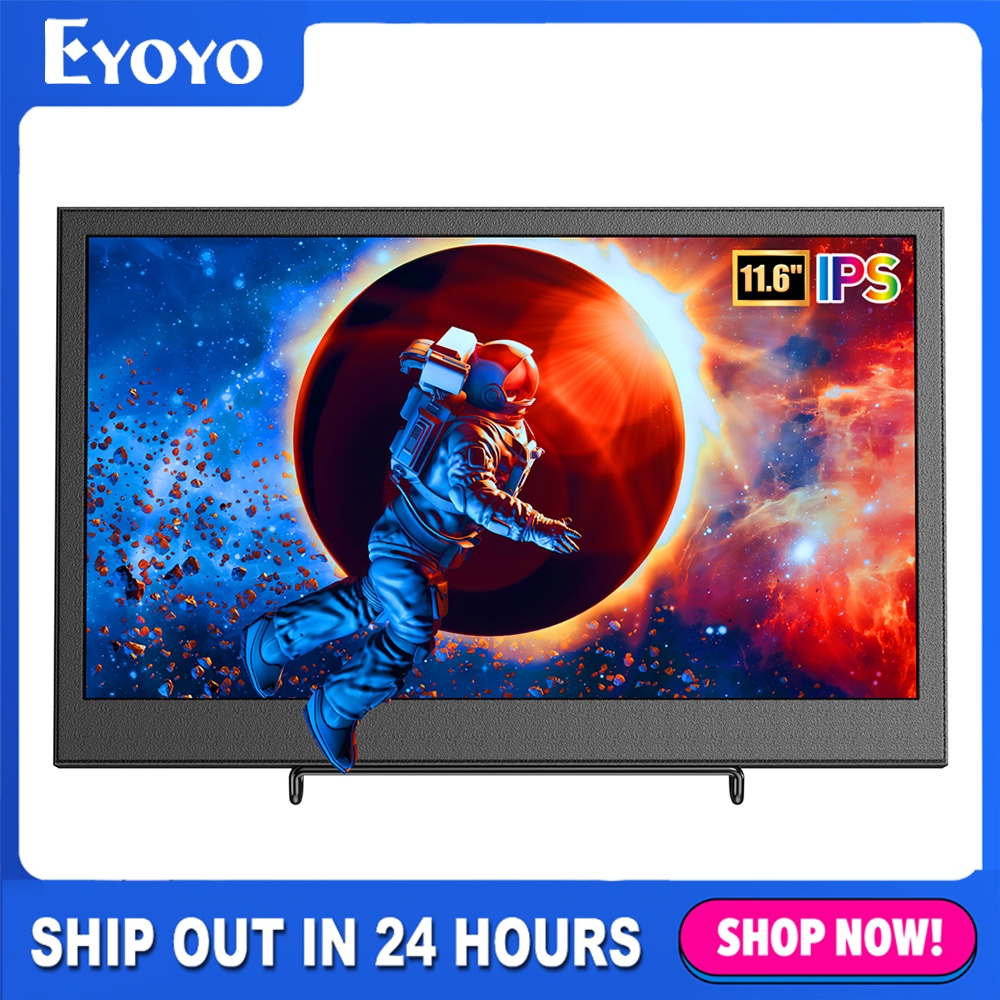 Eyoyo 12 Inch Portable Monitor, 1366x768 Resolution HD Small Monitor HDMI Portable IPS Computer ...