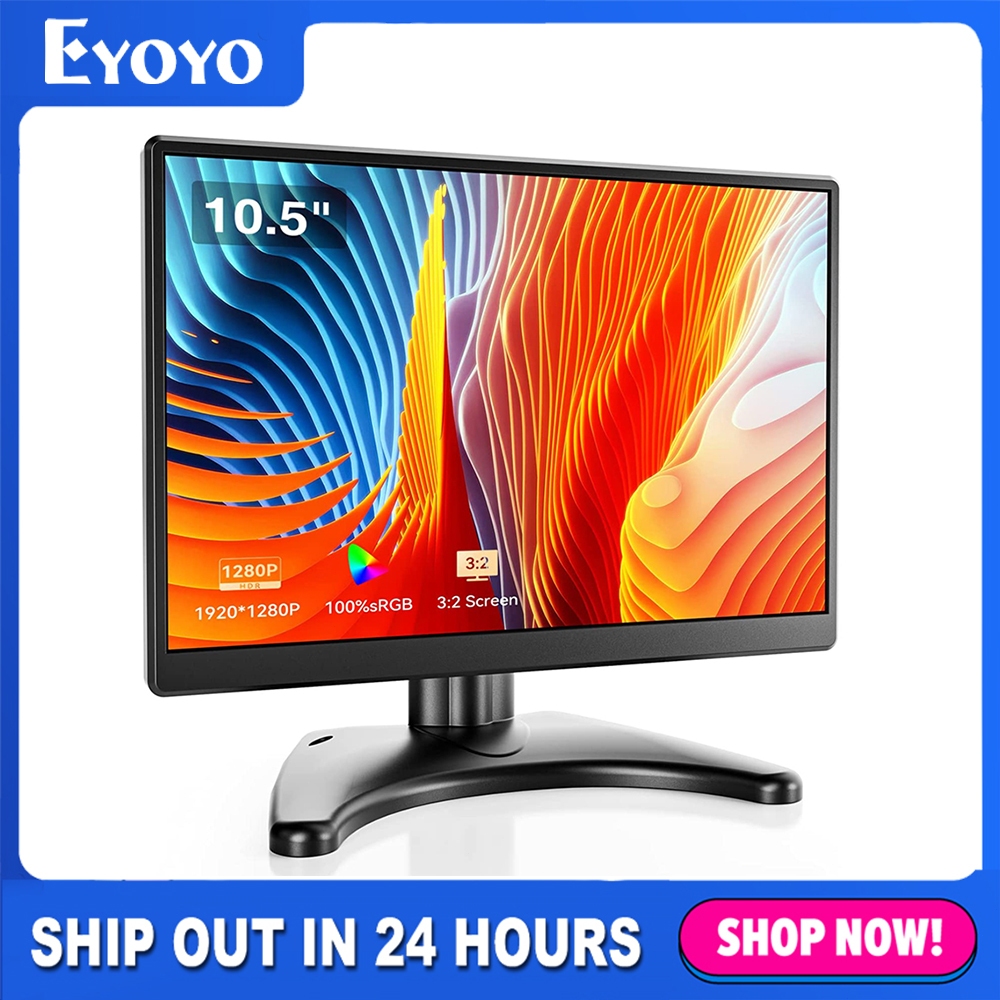 Eyoyo Small Monitor, 10.5inch FHD 1920x1280P Laptop Monitor 100% sRGB 3 ...