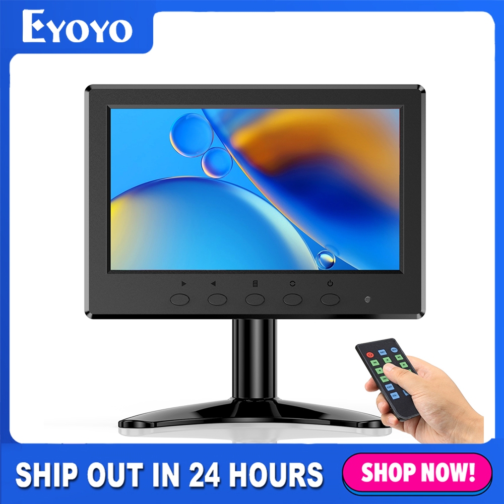 Eyoyo 7 inch Mini Monitor, Small IPS HDMI Monitor 1024x600, HMDI AV VGA ...