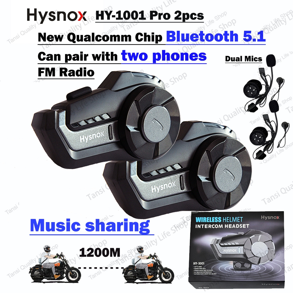 【Authentic】2024 2pcs New Hysnox HY-1001 Pro Motorcycle Intercom Helmet ...