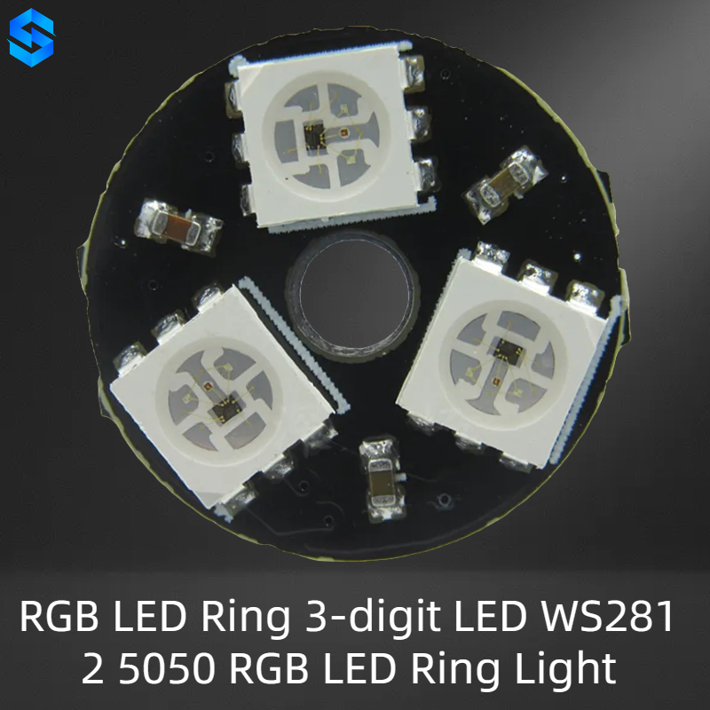 RGB LED Ring 3 Bits LED WS2812 5050 RGB LED Ring Lamp Light with Integrated Drivers For Arduino ...