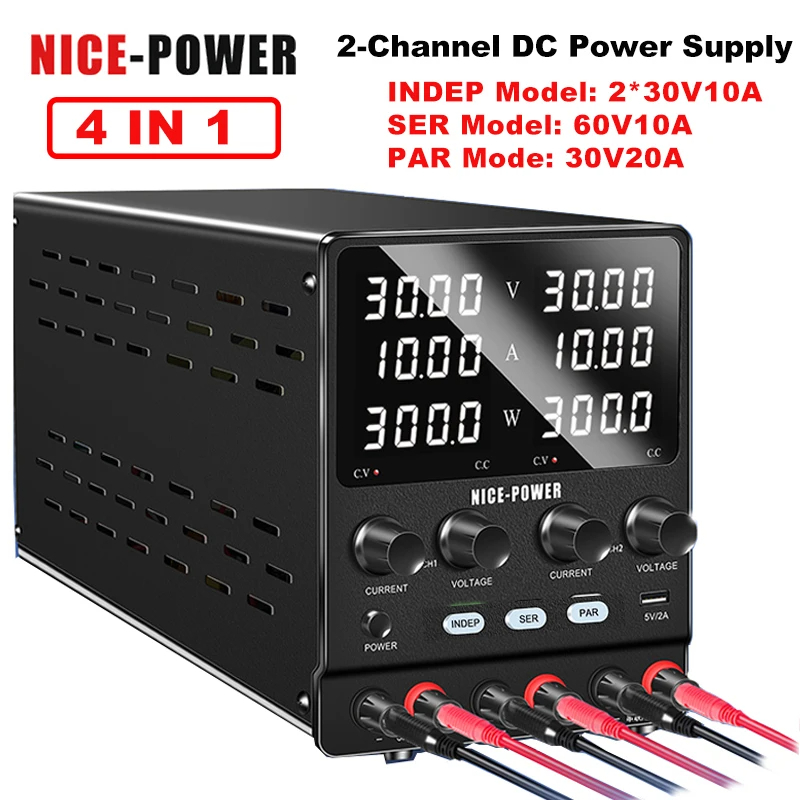 NICE-POWER High Precision Dual-Channel DC Power Supply 30V 10A/5A ...