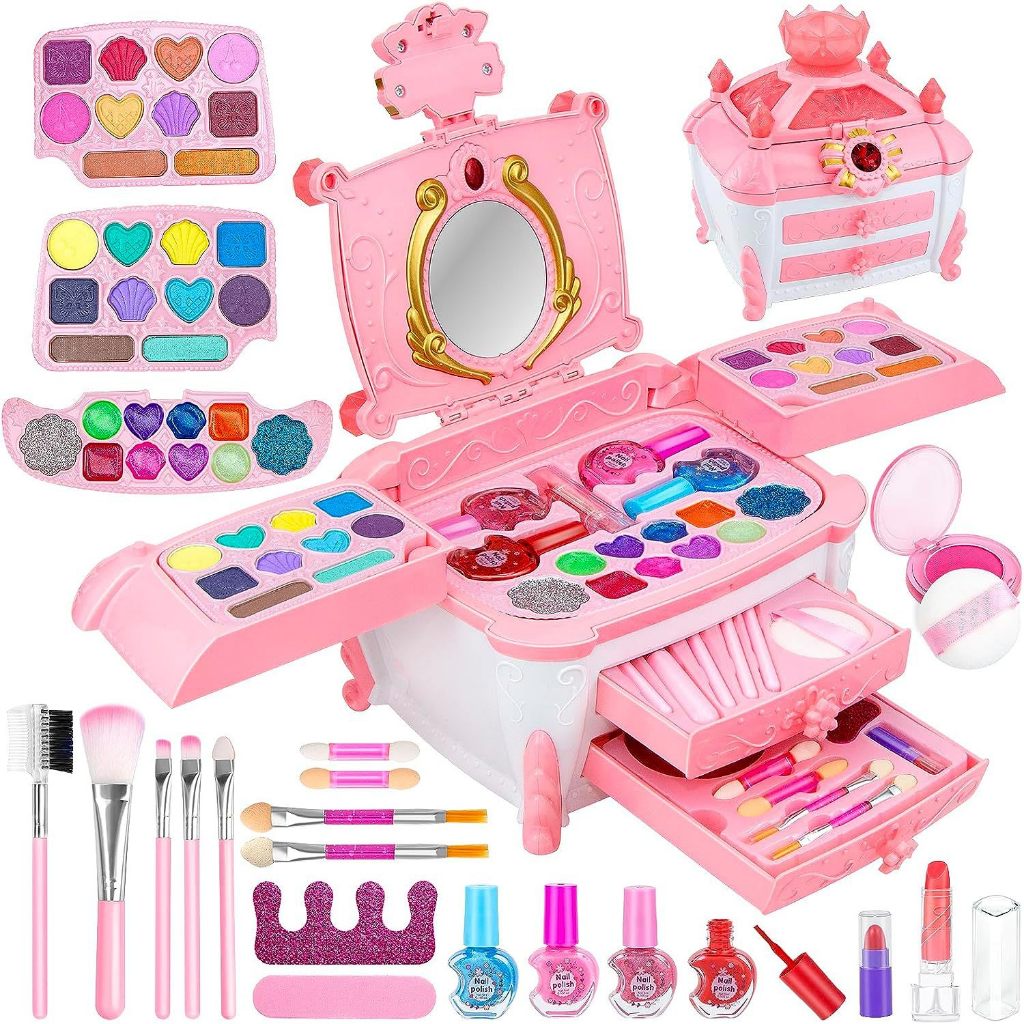 32PCS Kids Makeup Toys Girls Real Makeup Kit Washable Non-toxic Makeup ...