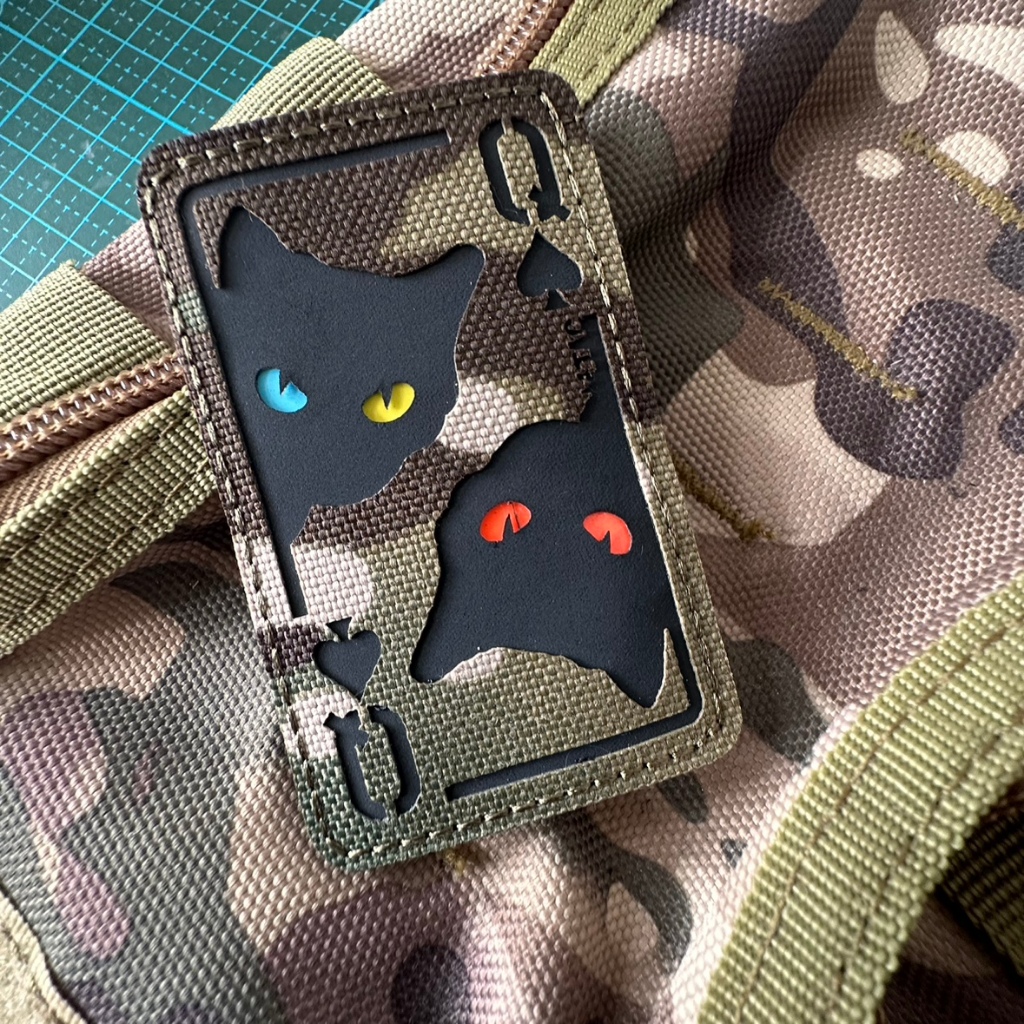 Luminous Spades Q Poker Dark Cat Velcro IR Reflective Stickers Laser ...