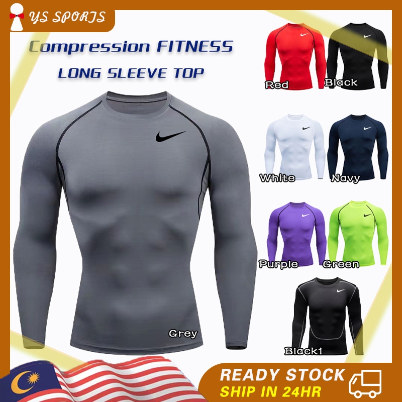 Plus Size Quick Drying Compression Jersey Gym Sports Long Sleeve T ...