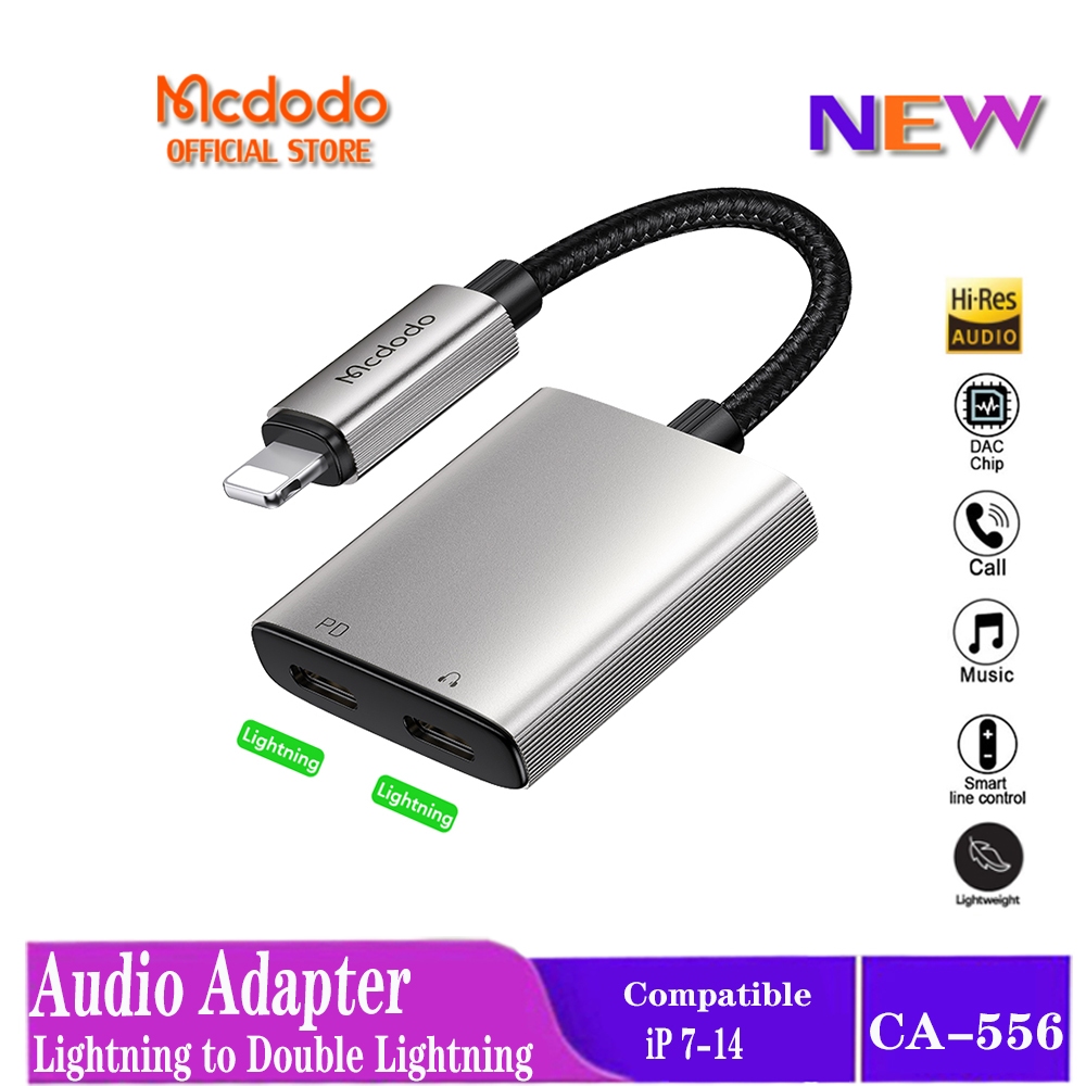 Mcdodo Lightning 2 in 1 Audio Adapter L to L+L For 14 13 12 11 X 8 7 CA ...