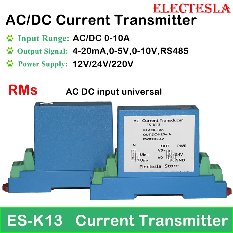 Universal AC DC Current Transmitter 4-20mA 0-5V 0-10V RMs AC-DC ...